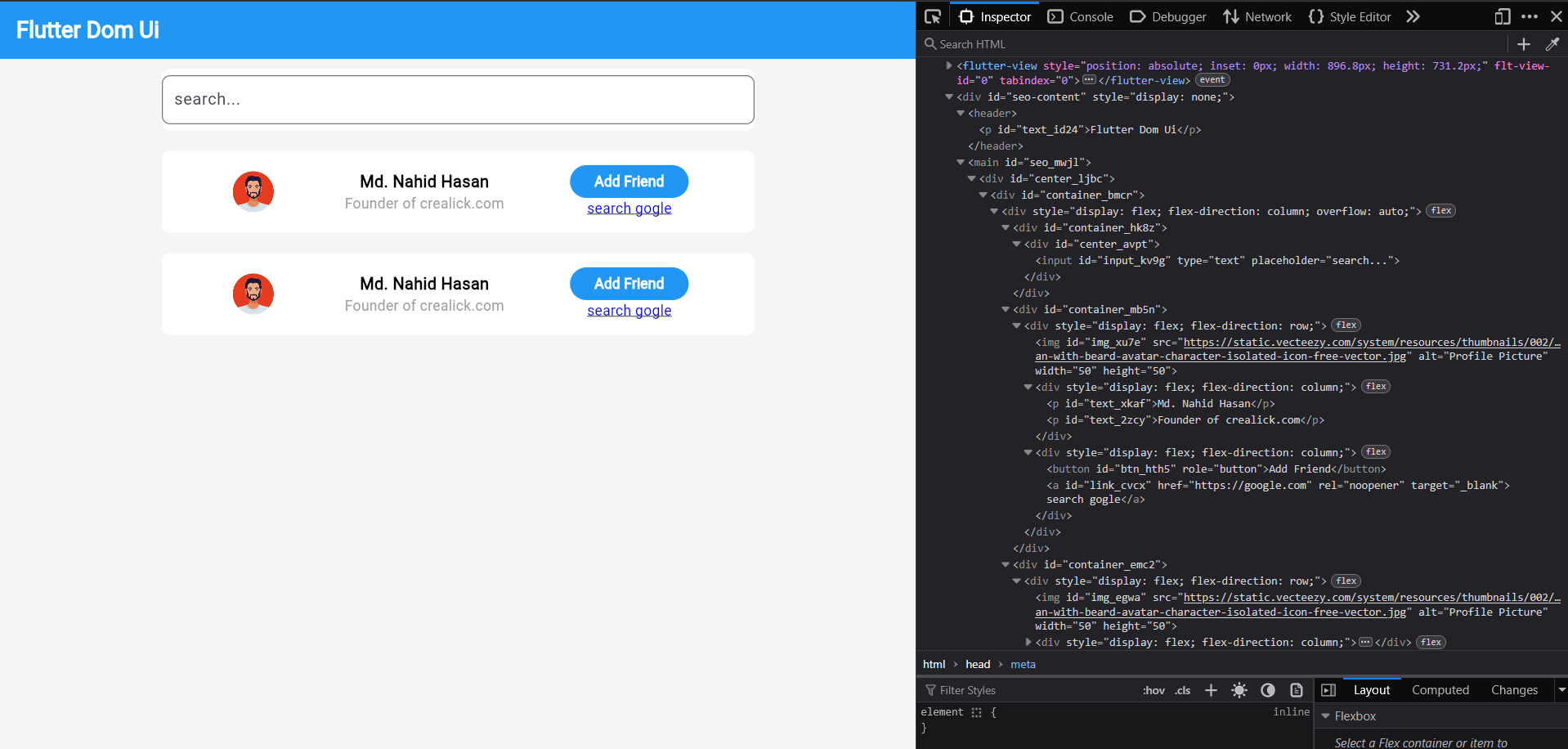 flutter_dom_ui | Flutter package